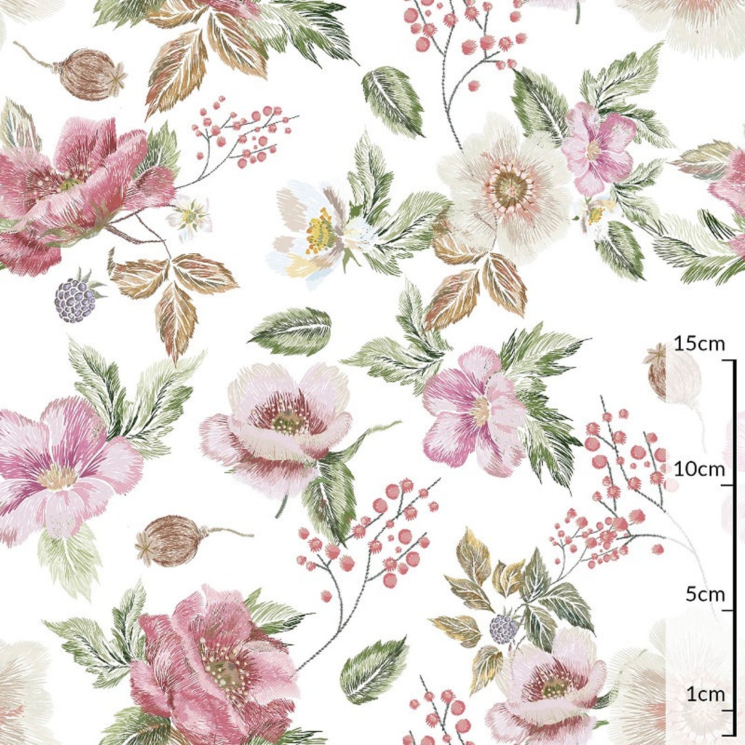 Wildflower Cotton Fabric: Watercolor Floral Print, Modern Nursery - Etsy
