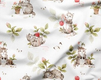Cat Print Fabric | Etsy
