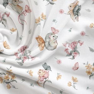Cute Animals Premium Cotton Fabric,baby Animal,watercolor Fabric ...