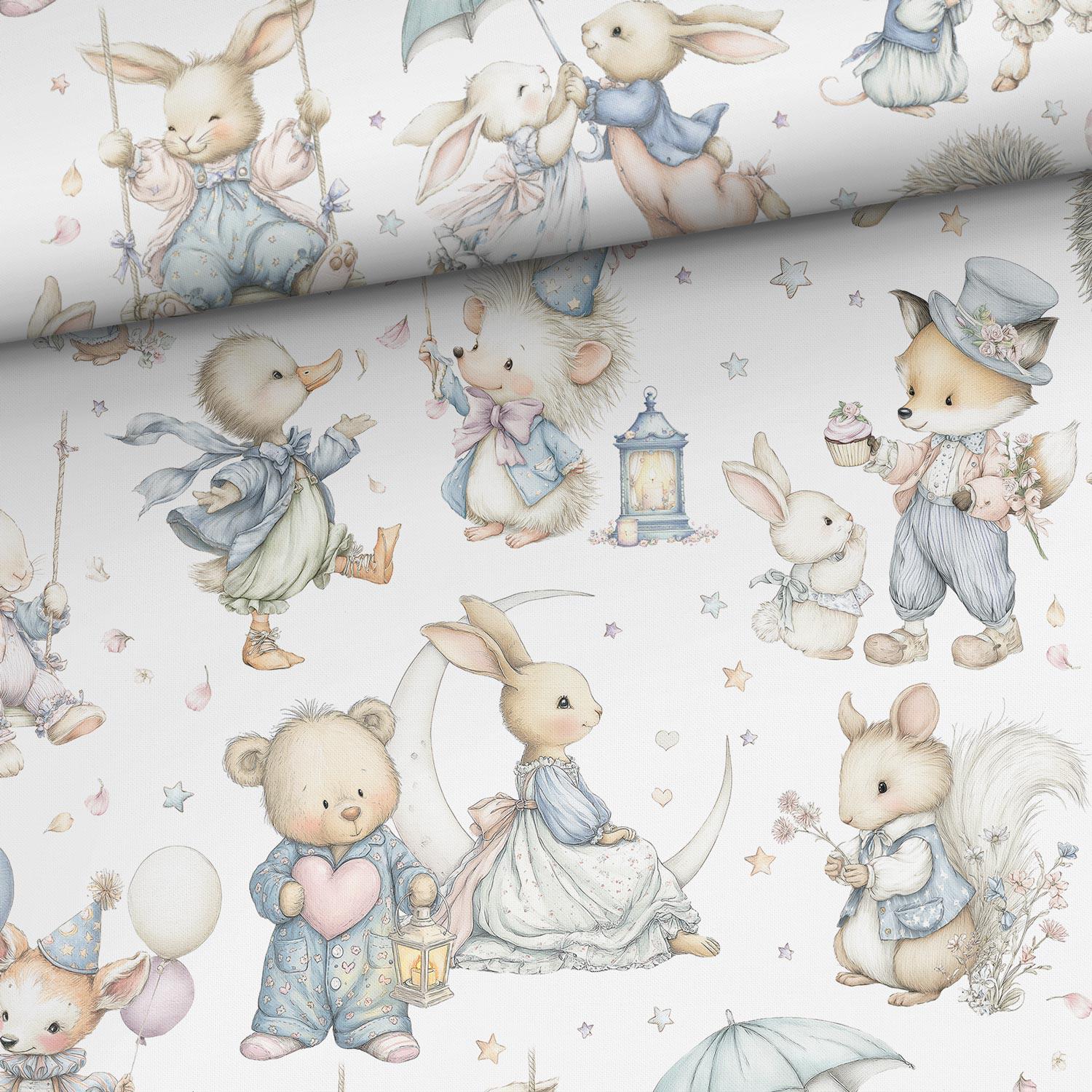 Cute Animals Premium Cotton Fabric,baby Animal,watercolor Fabric ...
