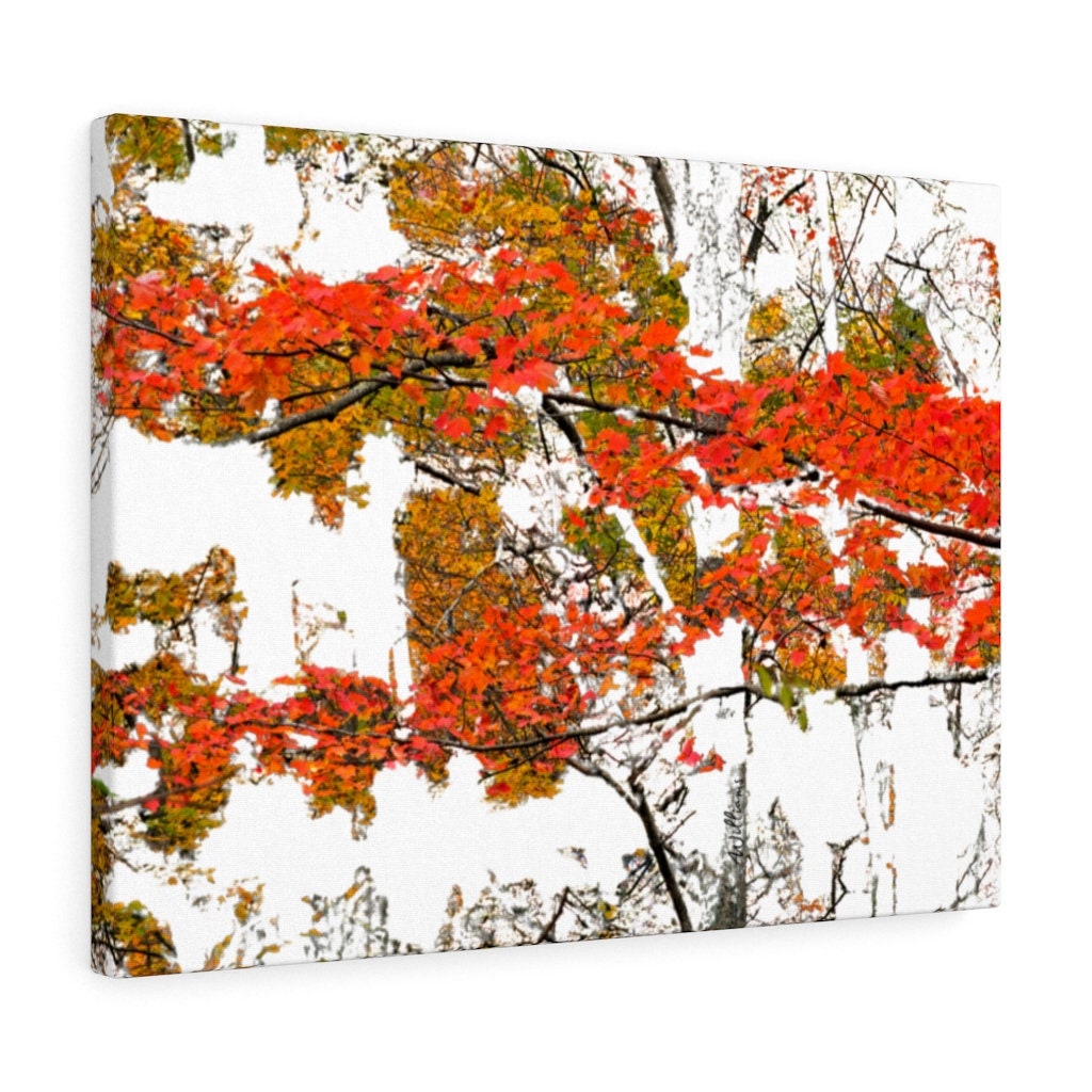 Autumn Leaves Wall Décor Fall Trees Print Red Abstract | Etsy