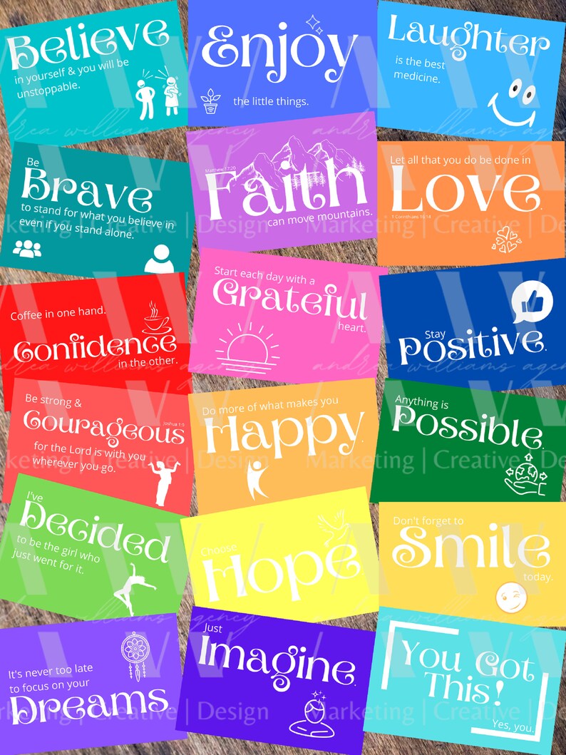Motivational Postcards Set of 18 Inspirational Postcards - Etsy