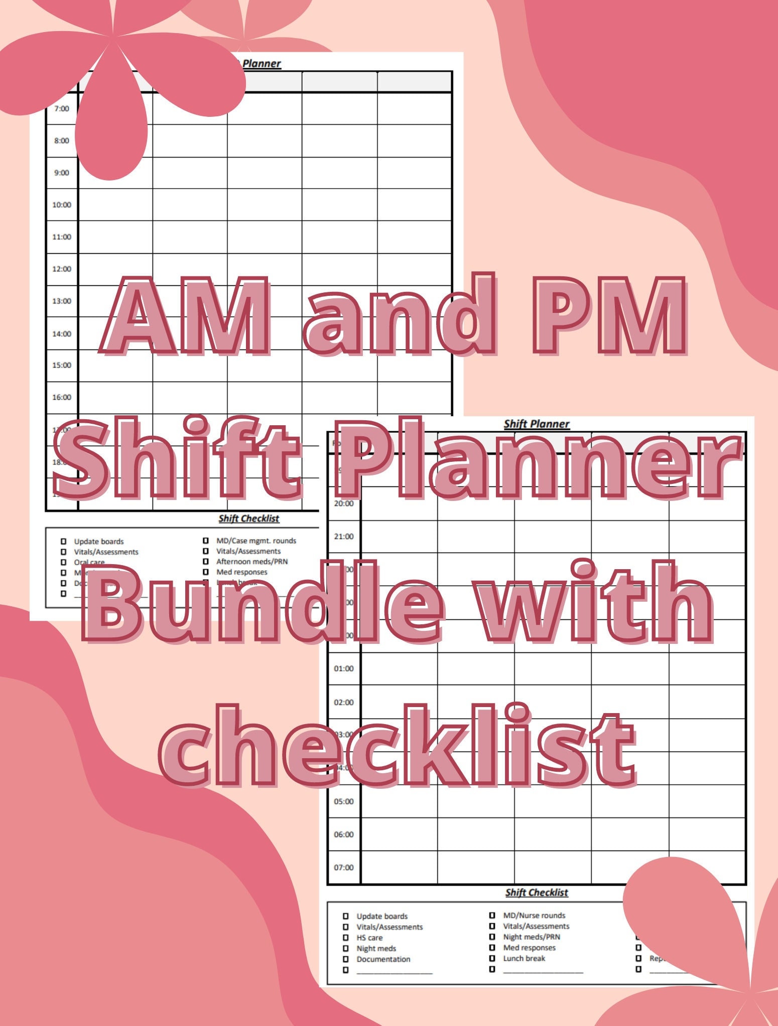 AM and PM Shift Planner Bundle for Nurses, Nursing Students, New Grad ...