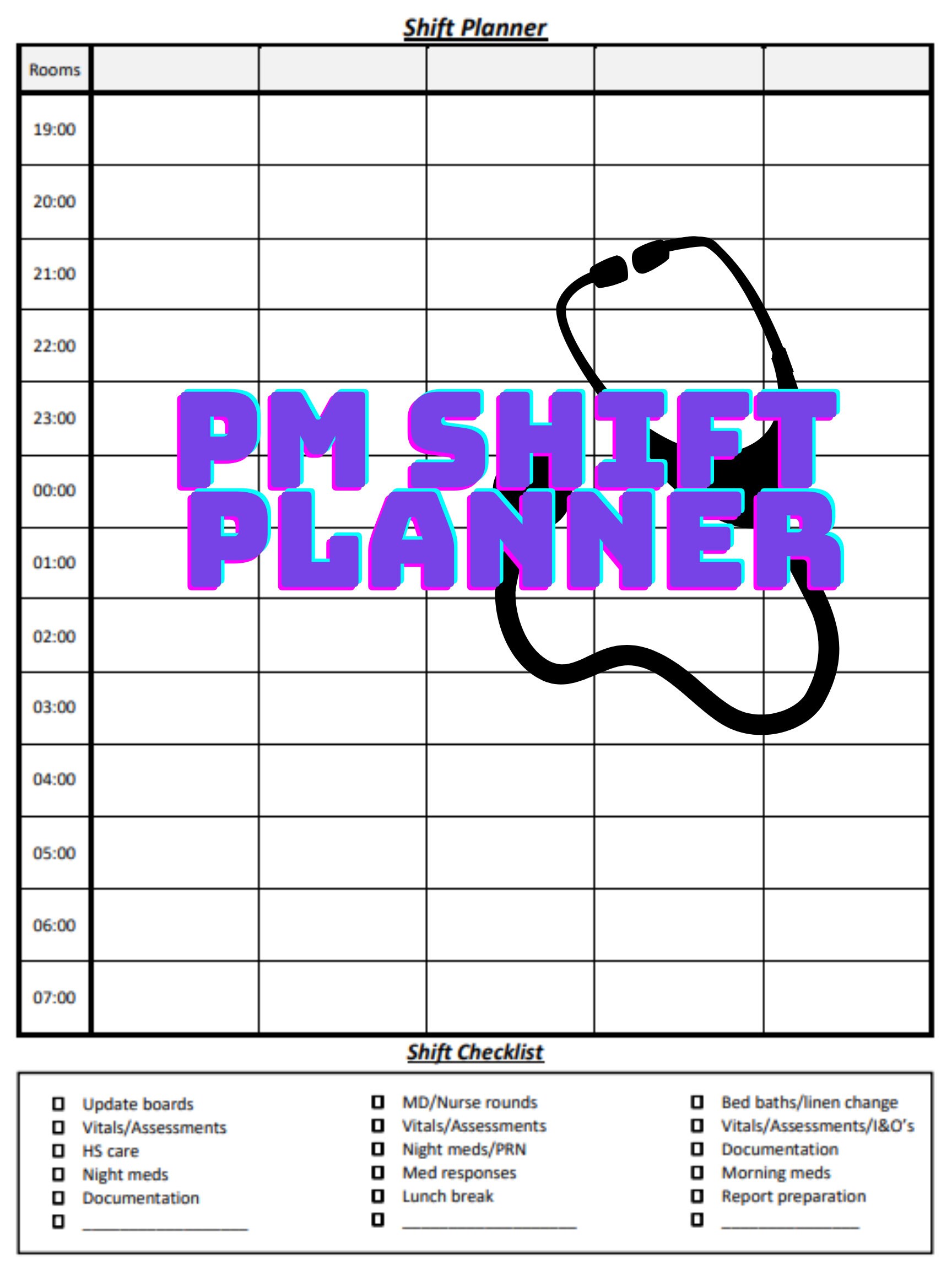 AM and PM Shift Planner Bundle for Nurses, Nursing Students, New Grad ...