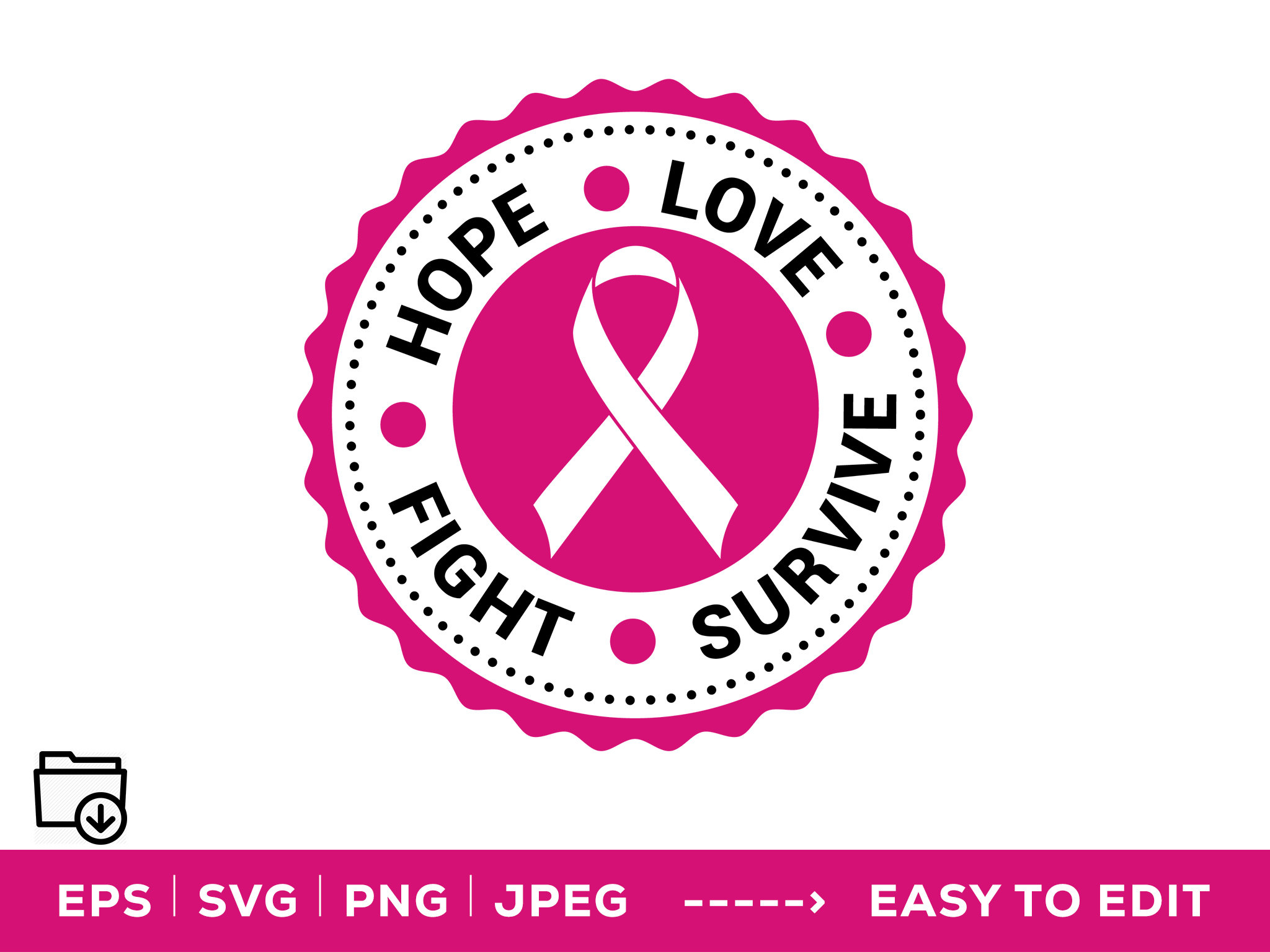 Breast Cancer Hope, Love, Fight, Survivor Logo - Etsy