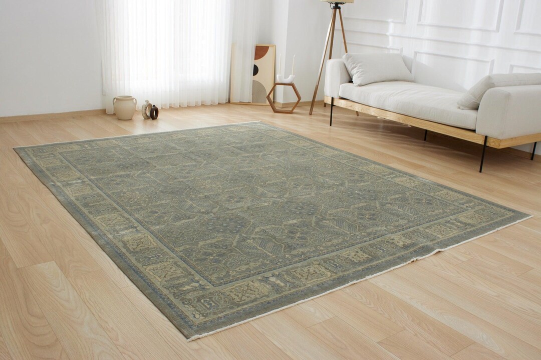 8x10 Turkish Oriental Rug - Kaitlynn | 8x10 Gray Handwoven Wool Carpet ...