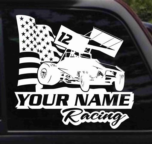 Personalized Sprint Car version 8 Decal | Etsy