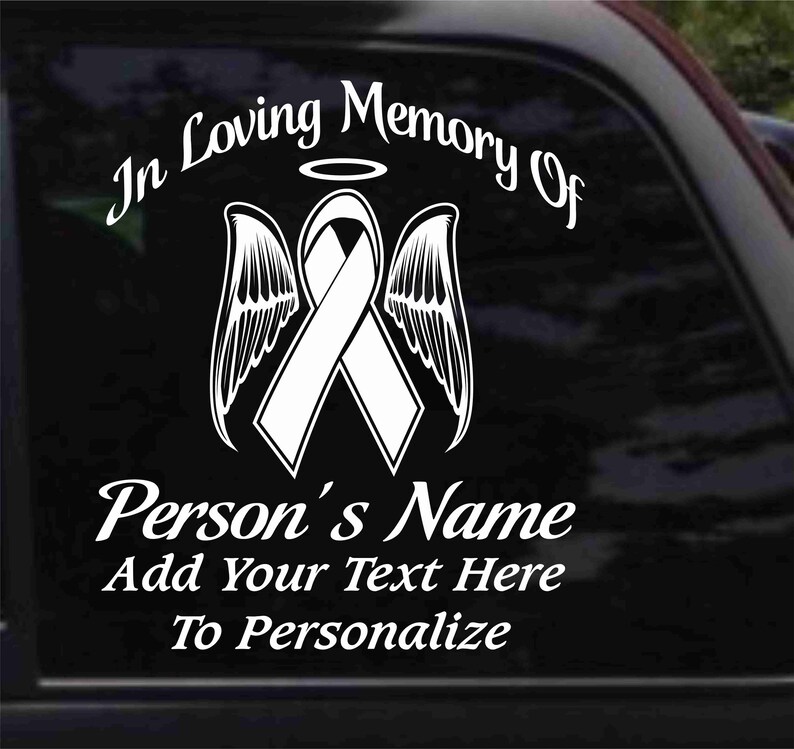 Memorial With Ribbon and Angel Wings Decal Sticker - Etsy