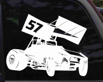 Winged Sprint Car V5 Race Racing Racecar Sticker Decal - Etsy