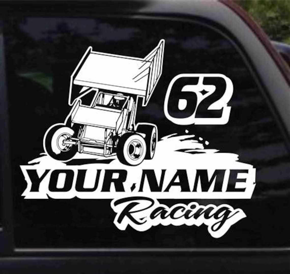 Personalized Sprint Car Racing V5 Decal Sticker | Etsy