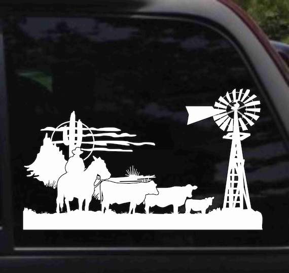 Cowboy Western Scene V3 Decal Sticker | Etsy