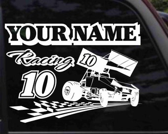 Personalized Sprint Car Racing V5 Decal Sticker | Etsy