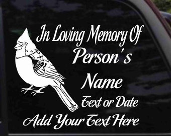 In Memory of Personalized Vinyl Decal Cardinal Theme Always Loved Never ...