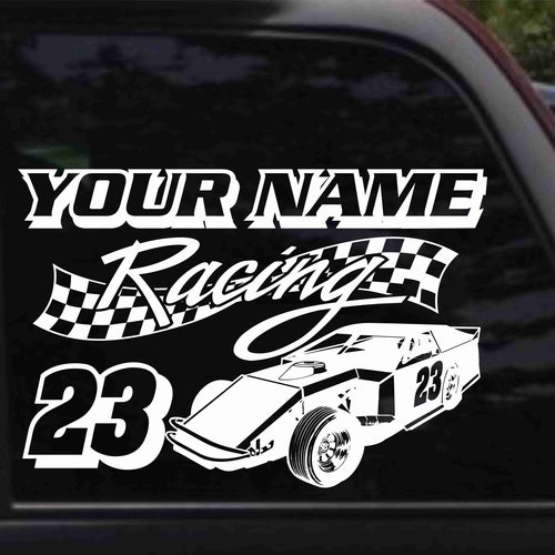 Personalized Racing Name With Checkered Flags Decal Sticker - Etsy