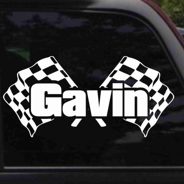 Checkered Flag Name Decal - Etsy