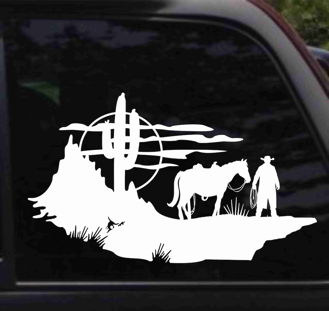 Cowboy Western Scene V1 Decal Sticker - Etsy