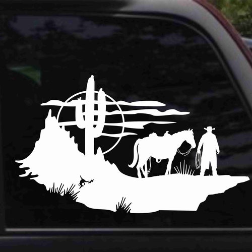 Cowboy Western Scene V1 Decal Sticker - Etsy