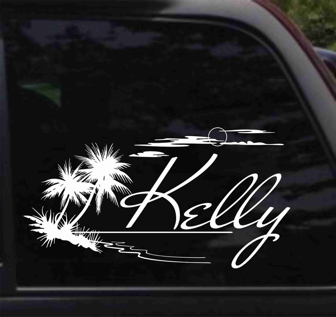 Personalized Name With Palm Trees Decal Sticker - Etsy