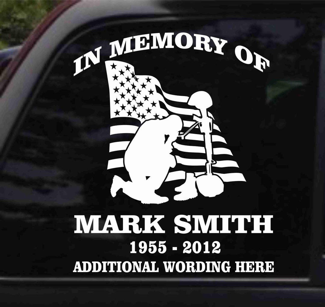 Fallen Soldier Memorial With Flag Decal - Etsy