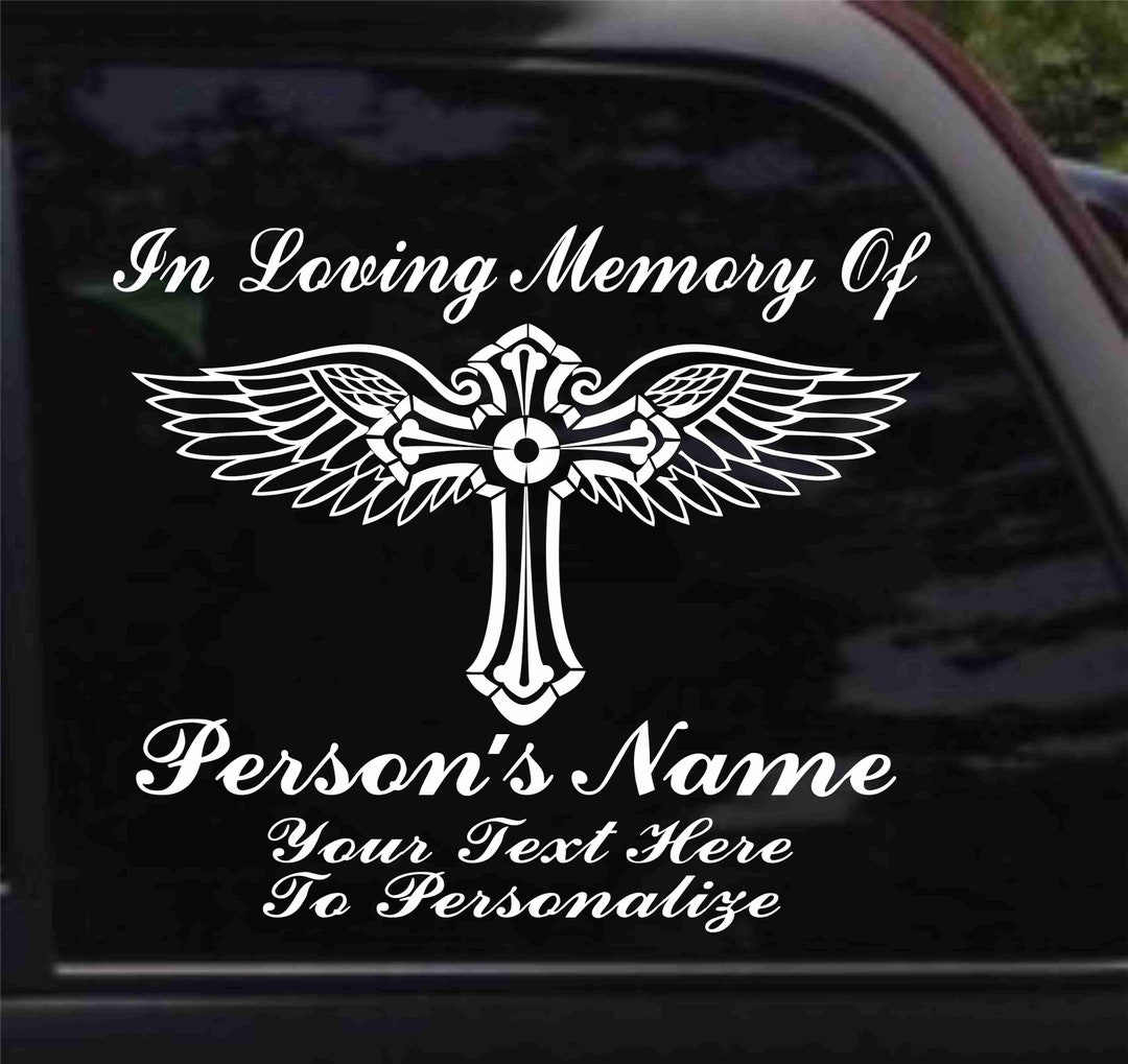 Memorial Cross With Wings Version 2 Decal Sticker - Etsy