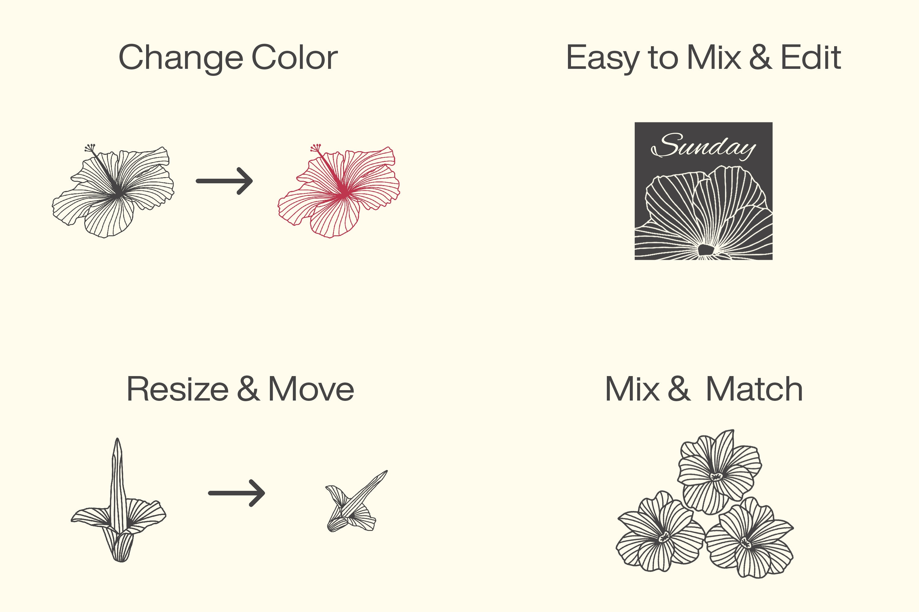 Canva Outline Flower & Leaf SVG Element Canva Element SVG - Etsy
