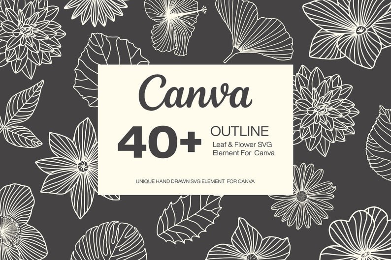 Canva Outline Flower & Leaf SVG Element Canva Element SVG - Etsy