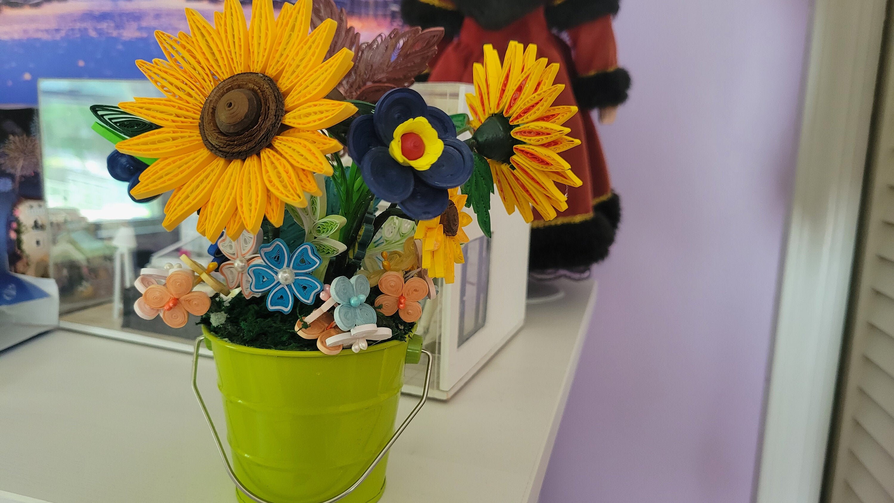 MADE TO ORDER Quilling 3D Flowers in Tin Bucket Wall Art, Perfect Gift ...