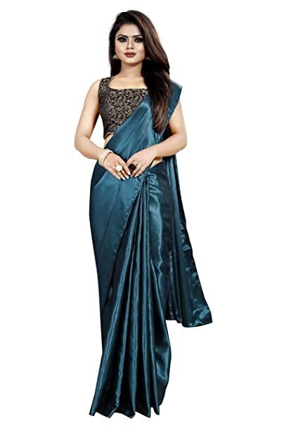 Women's Indian Traditional Plain Weave Satin Saree Soft - Etsy