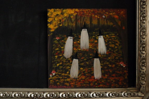 Art & Collectibles The Hermit Ghost Spooky Gouache Painting Art ...