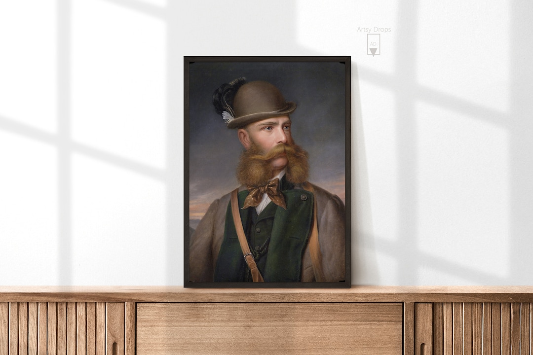 Vintage Mustache Painting Wall Art - Man Cave Decor Hipster Man Gift ...