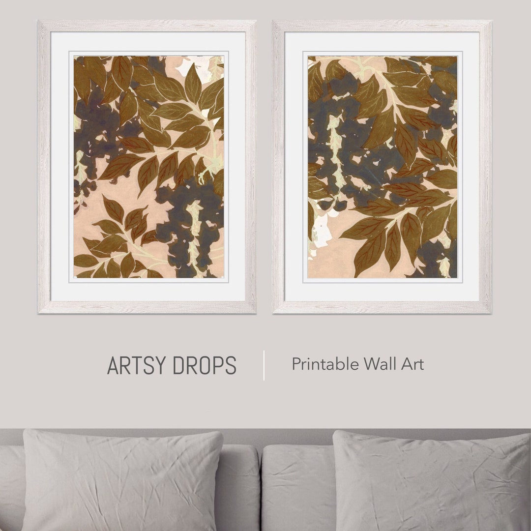Fall Botanical Print Set of 2 Autumn Vintage Floral Printable - Etsy
