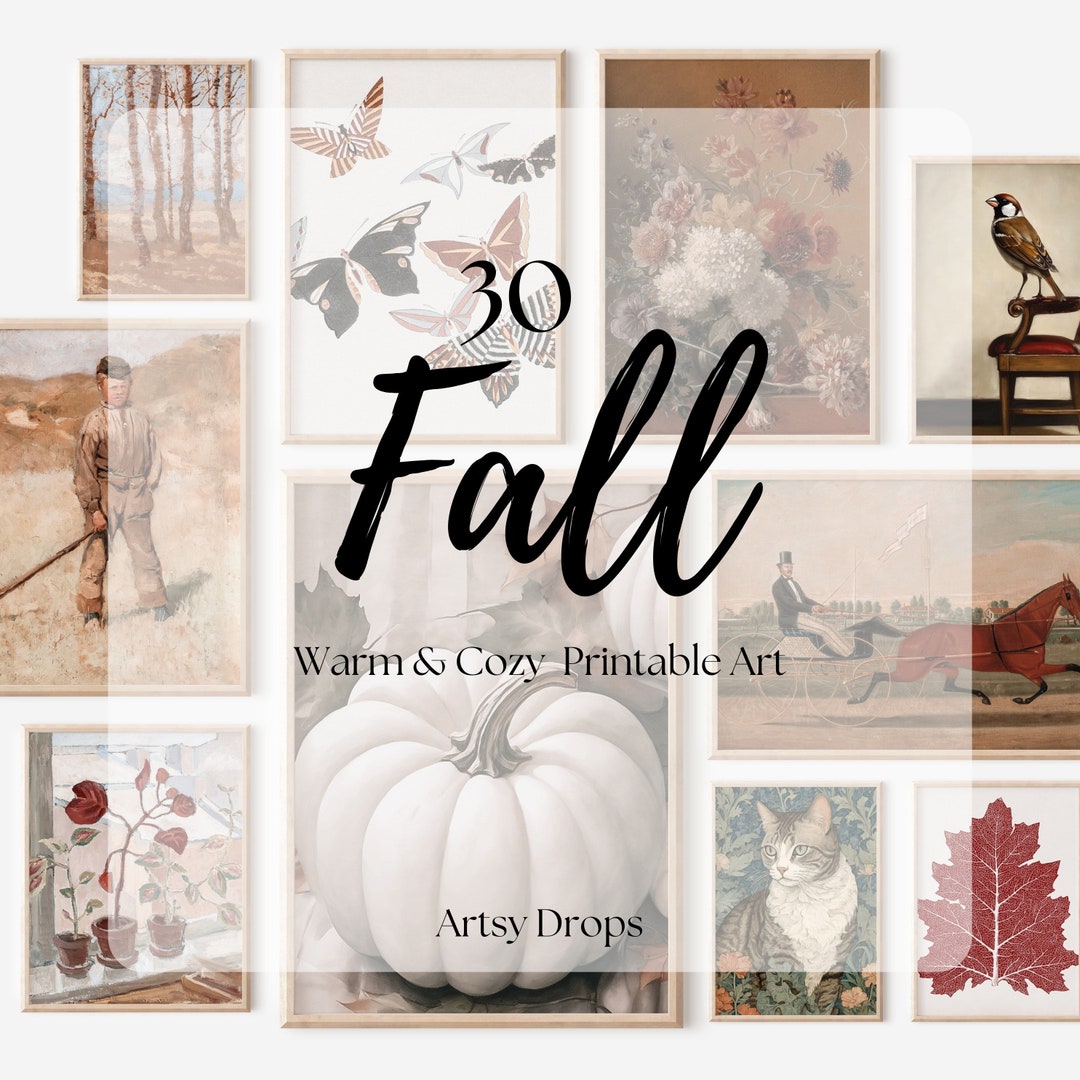 Autumn Gallery Wall Art Set, 30 Cozy Vintage Prints, Farmhouse Decor for Living Room & Bedroom ...