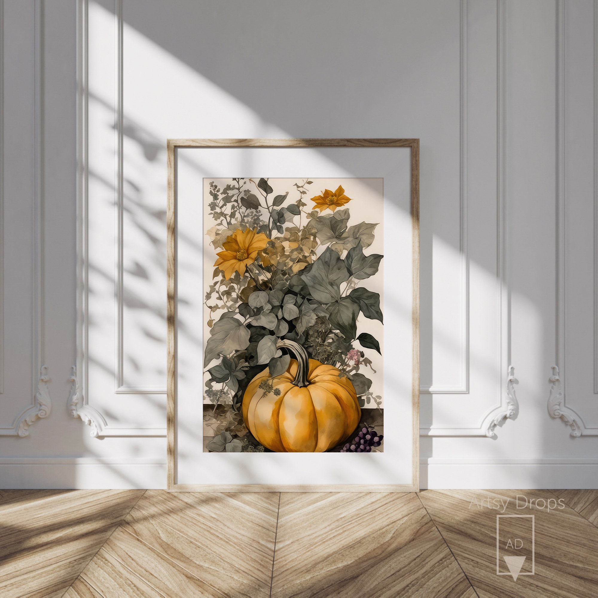Fall Wall Decor Printable Watercolor Painting. Romantic Art Vintage ...