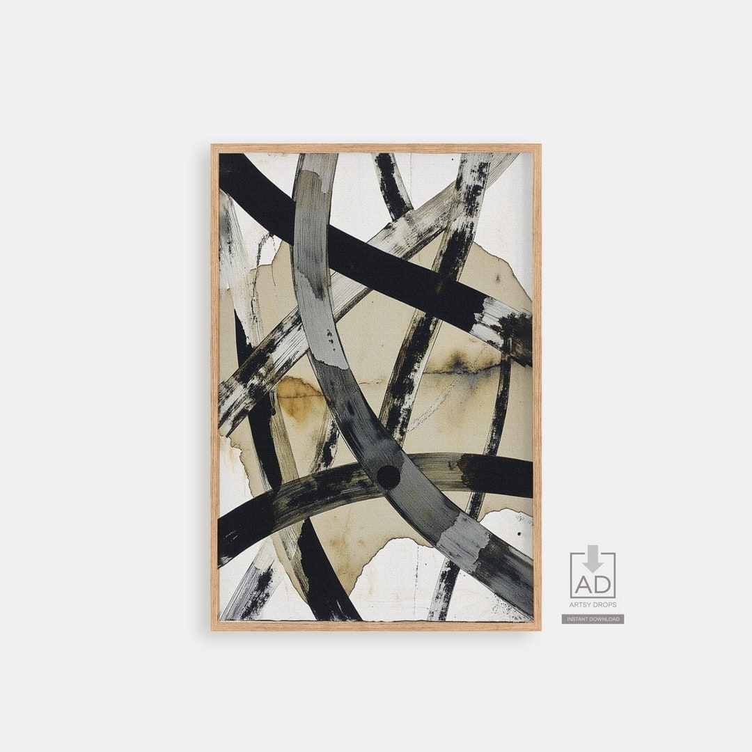 Abstract Black and White Digital Art, Modern Geometric Print, Minimalist Wall Decor ...