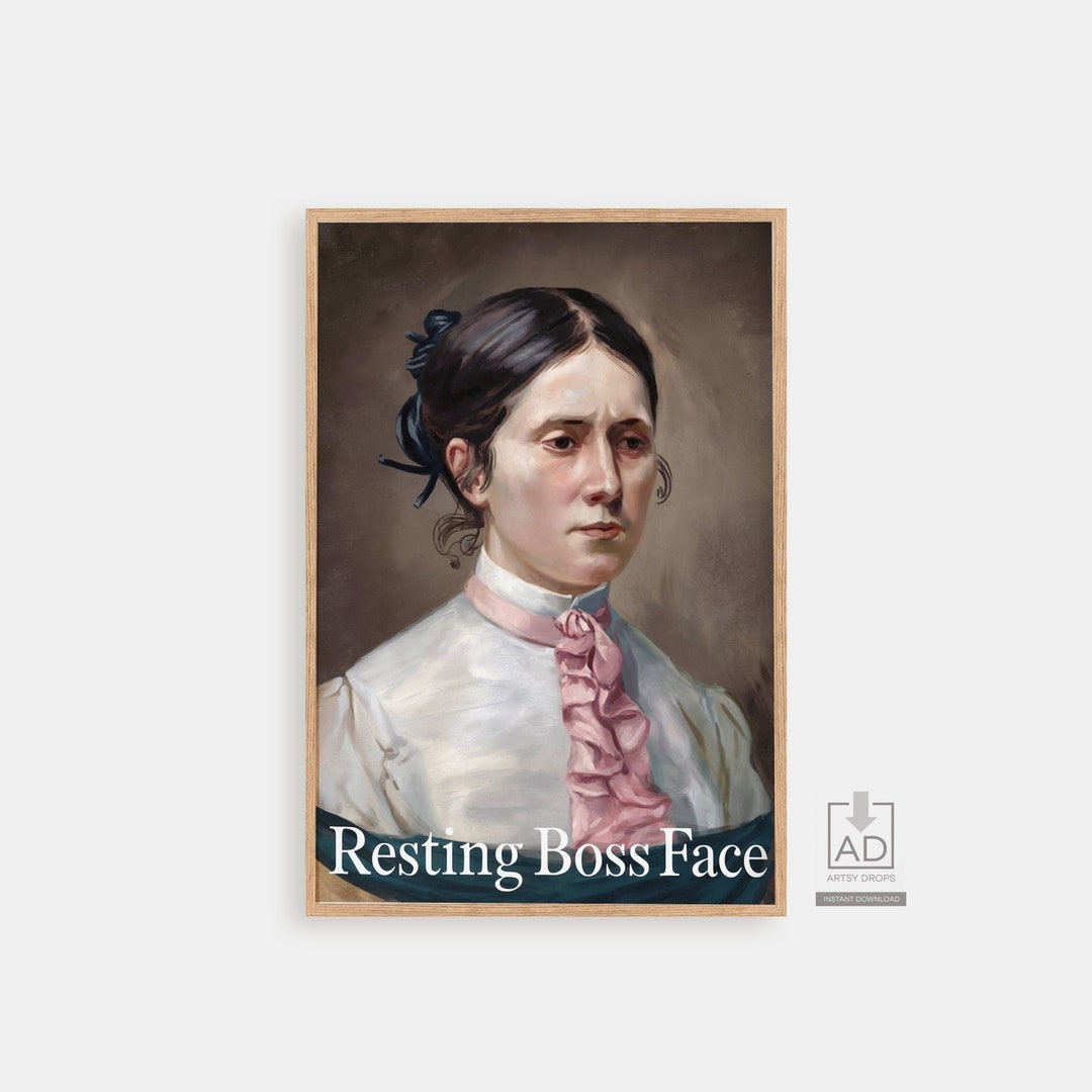Vintage Digital Portrait, Woman in Historical Attire, Resting Boss Face ...