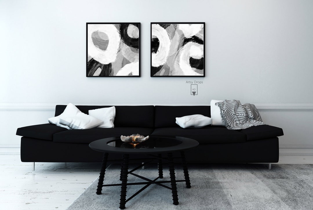 Black Abstract Circle Art Prints: Modern Gallery Wall Decor (digital ...