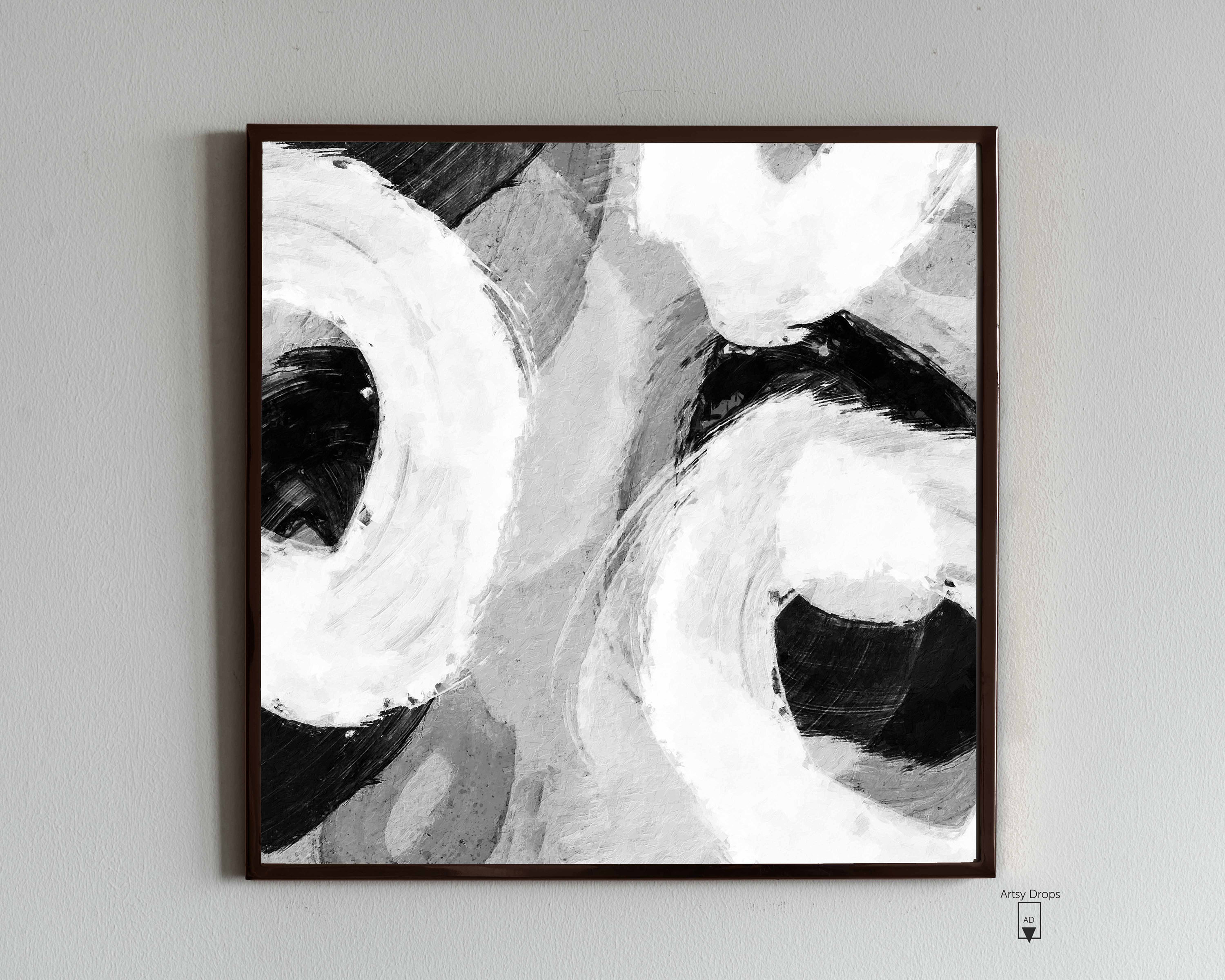 Black Abstract Circle Art Prints: Modern Gallery Wall Decor (digital ...