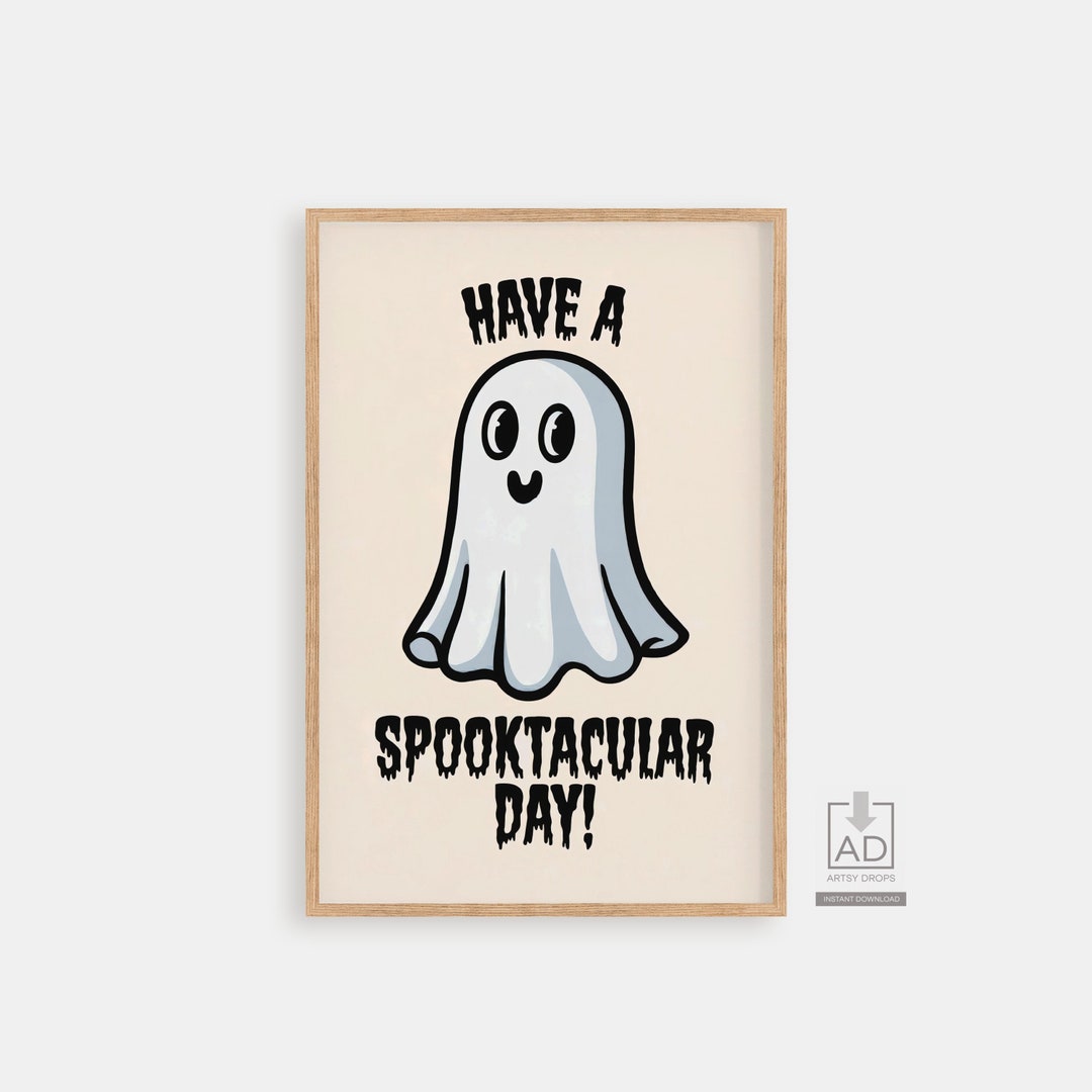 Cute Ghost Digital Art, Spooky Halloween Printable, Fun Ghost ...