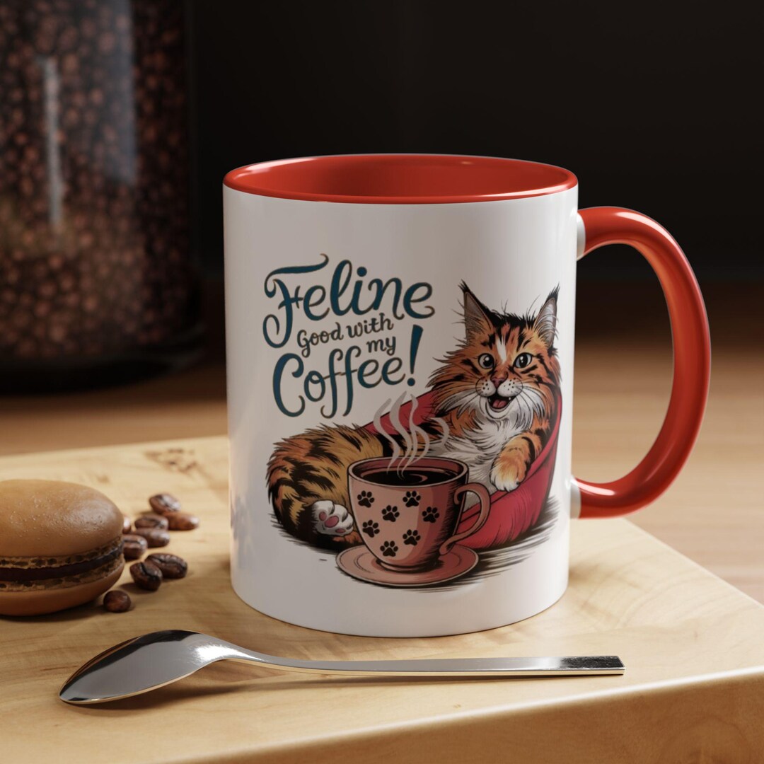 Feline Good With Coffee Mug, Cute Cat Coffee Cup, Animal Lover Gift ...