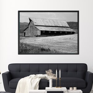 Farmhouse Wall Art Black and White Framed Canvas Barn Print is a ...