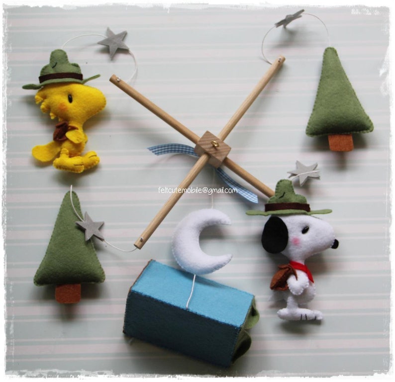 Snoopy Woodstock Baby Mobile: Camping Woodland Nursery Decor - Etsy