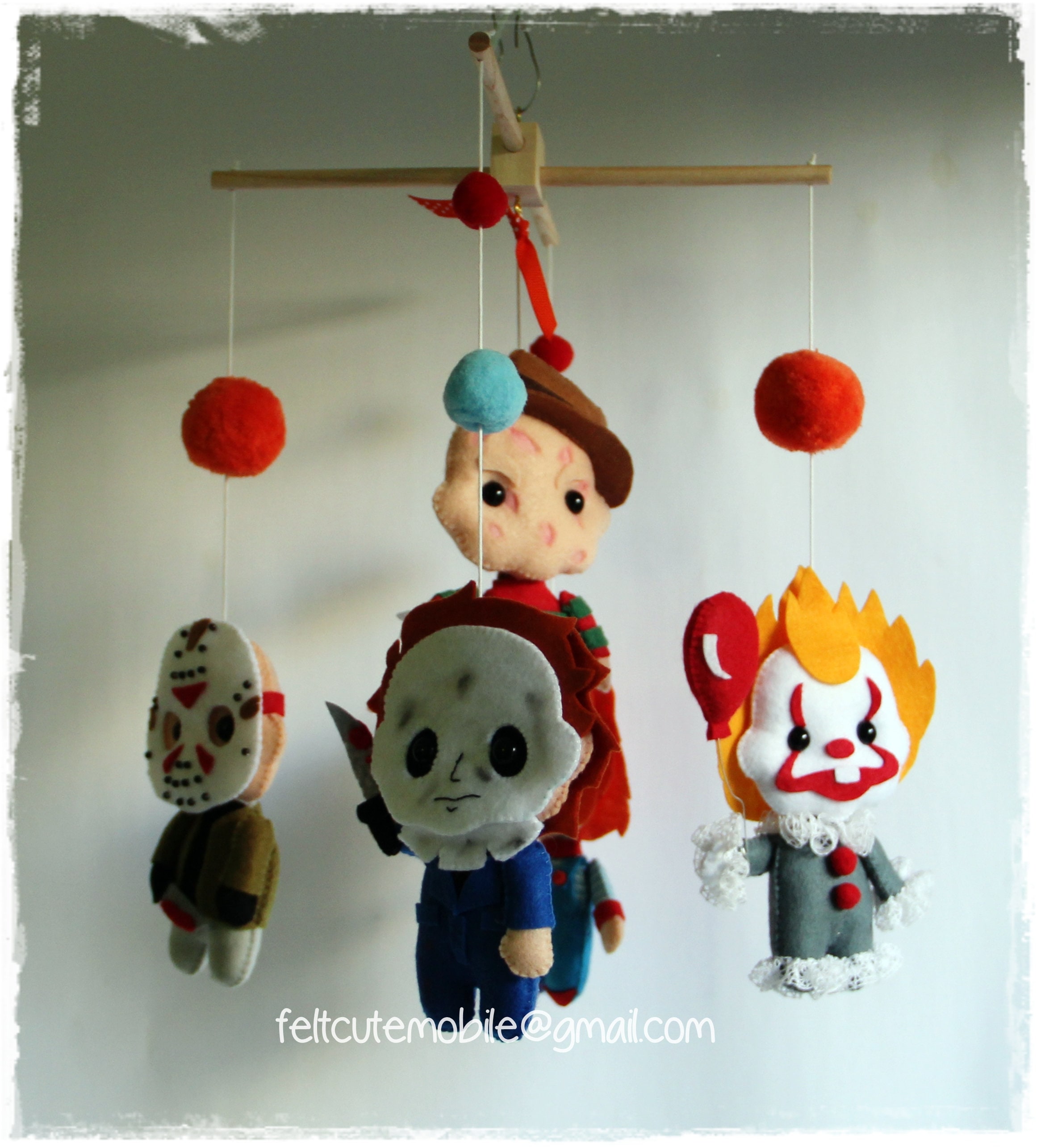 Horror Movie Character Baby Mobile: Handmade Felt Halloween Crib Decor ...