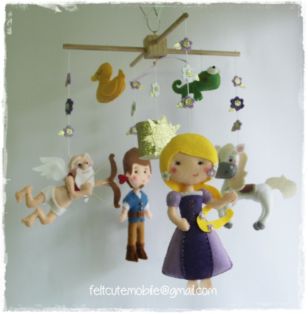 Rapunzel Baby Mobile: Tangled Nursery Decor, Handmade Felt Characters ...