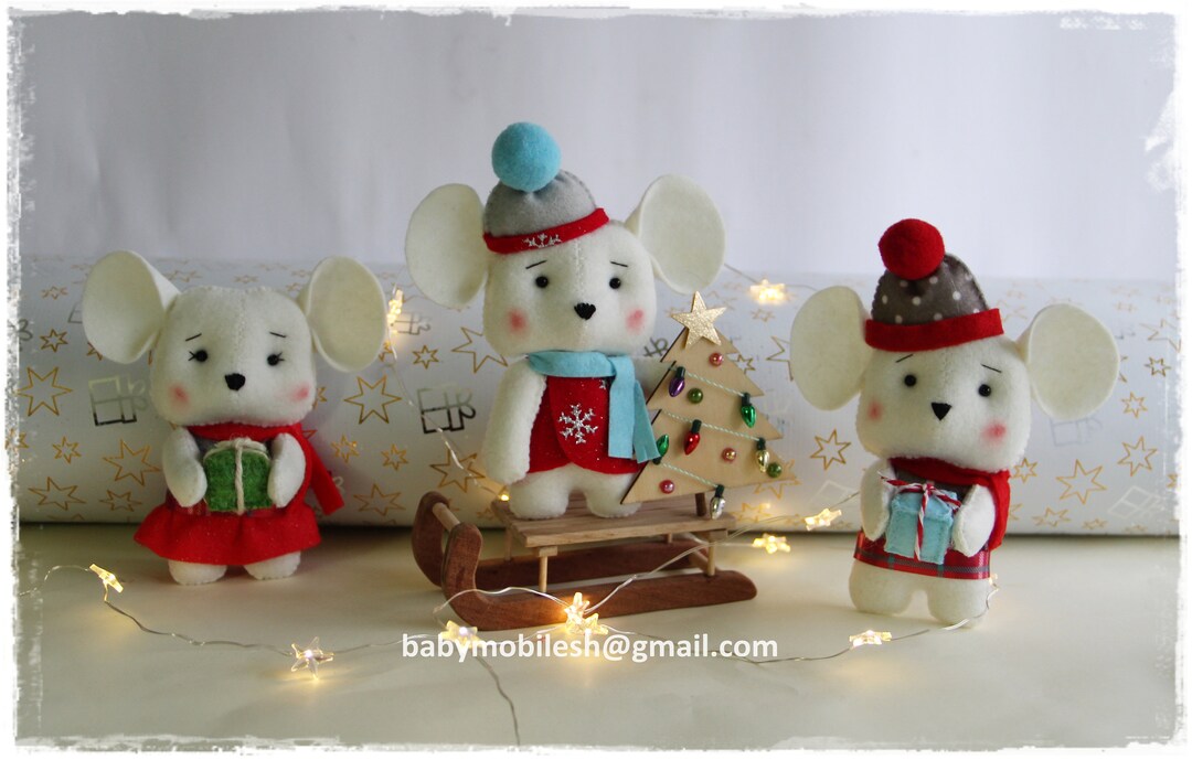 Felt Mice Christmas Ornaments, Decorations for the Tree / Christmas ...
