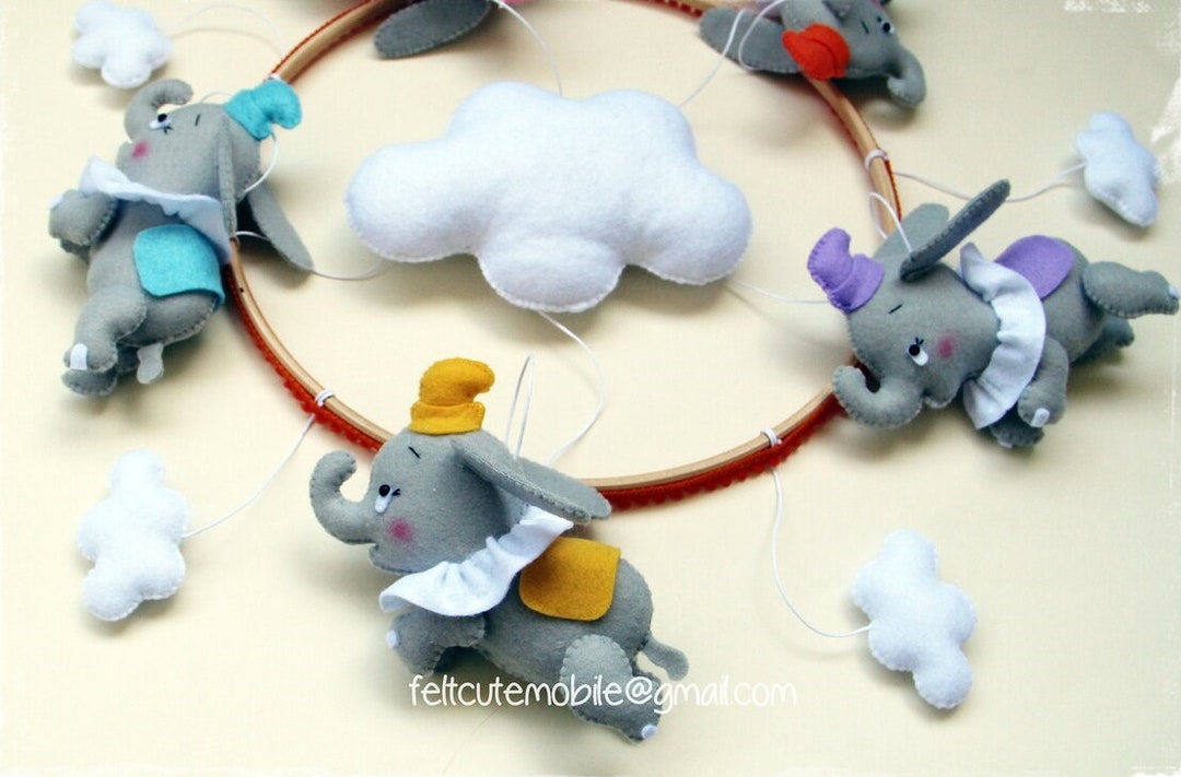 Flying Dumbo Baby Mobile: Felt Nursery Ceiling Decor - Etsy