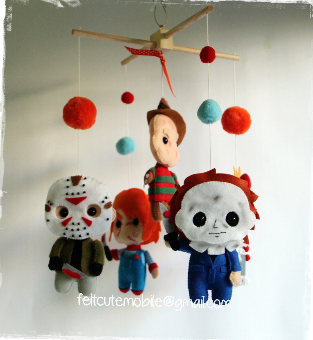 Horror Movie Character Baby Mobile: Handmade Felt Halloween Crib Decor ...