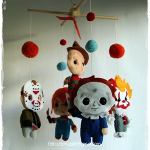 Horror Movie Character Baby Mobile: Handmade Felt Halloween Crib Decor ...
