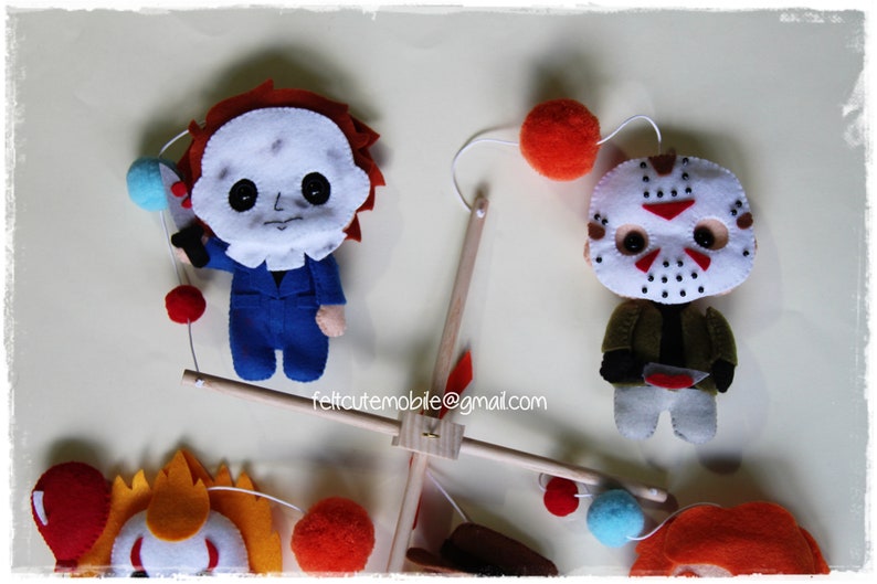Horror Movie Character Baby Mobile: Handmade Felt Halloween Crib Decor ...