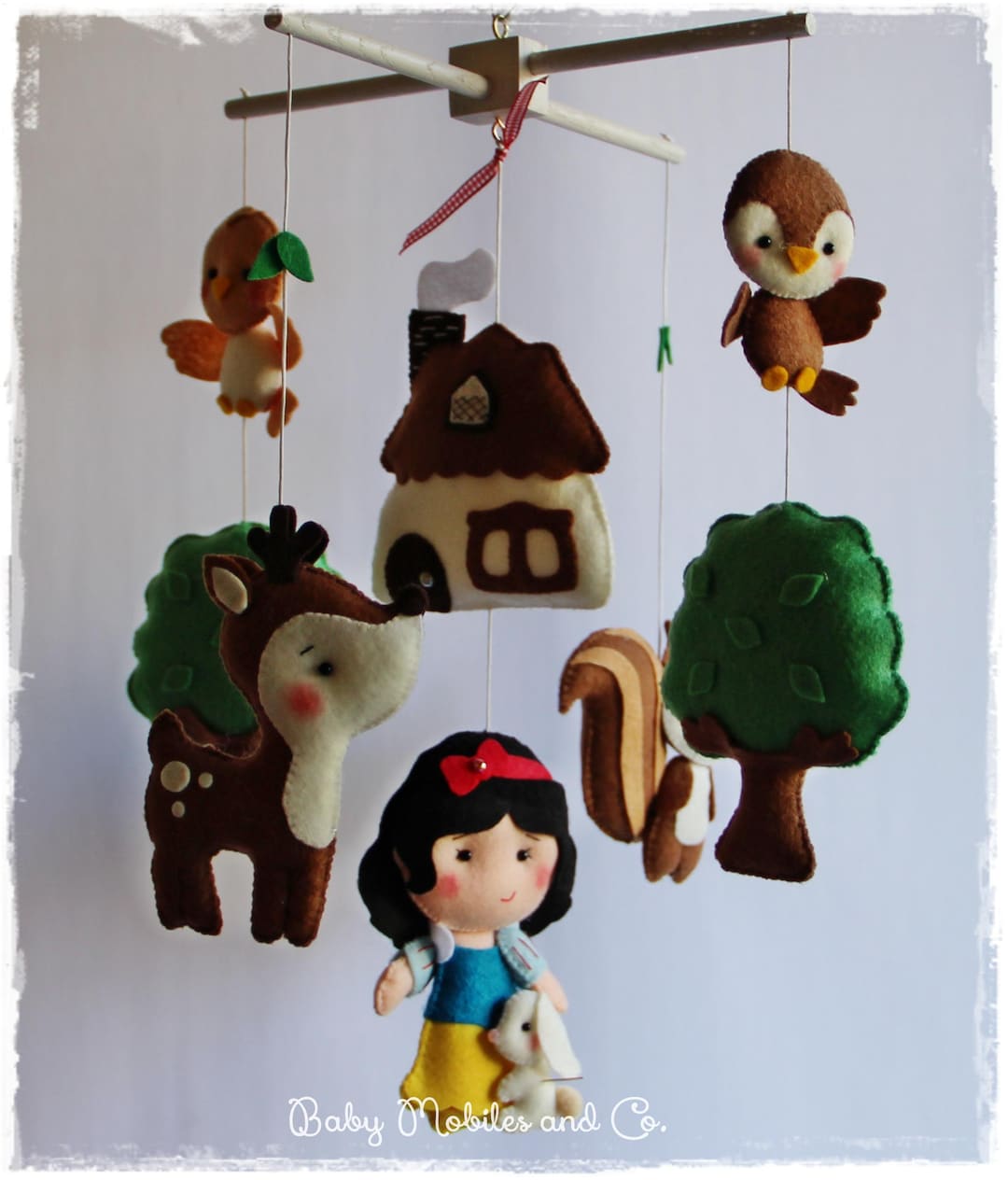 Snow White Felt Crib Mobile: Handmade Woodland Nursery Decor - Etsy
