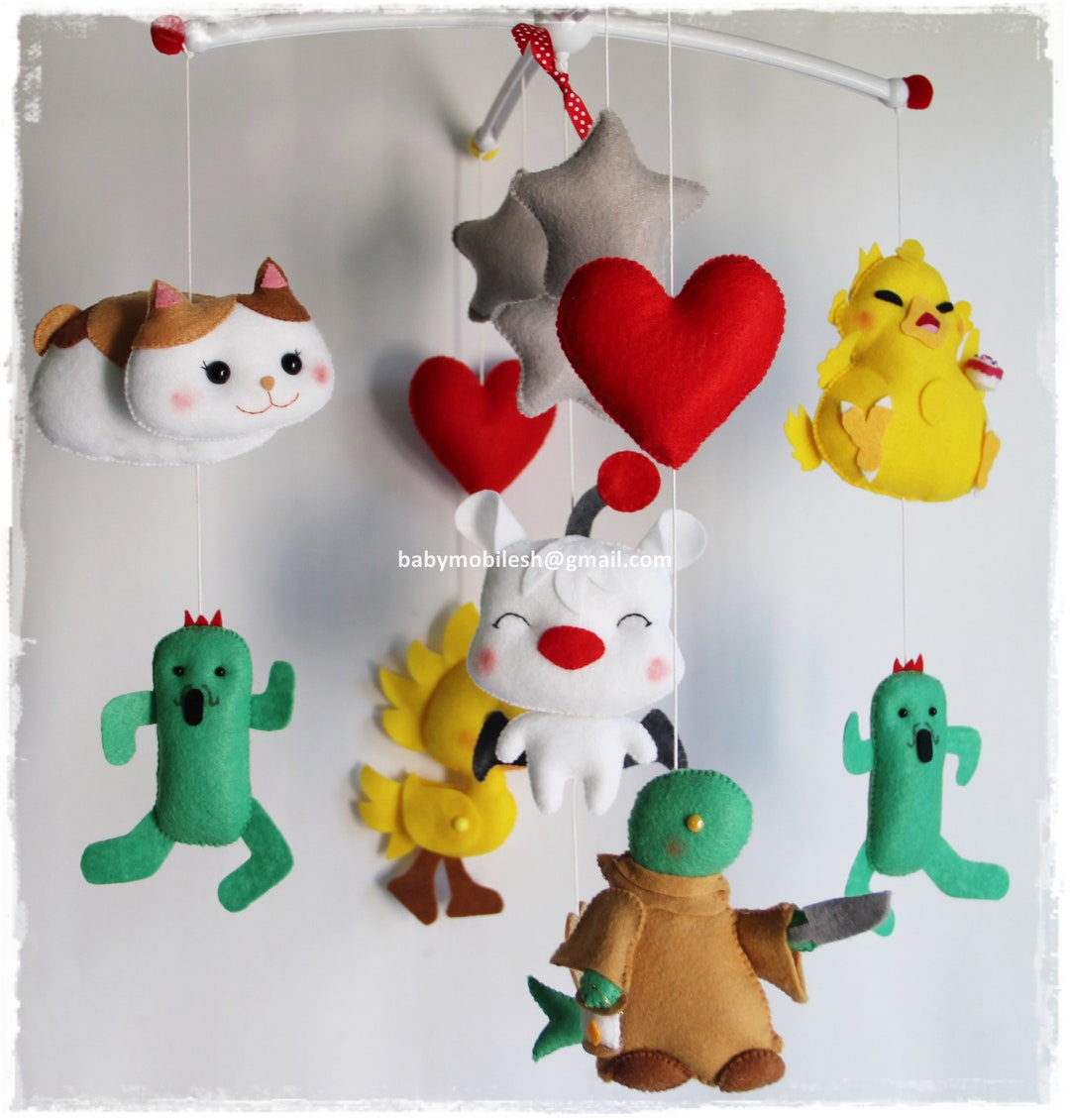 Felt Baby Mobile: Chocobo, Moogle, Cactuar, Tonberry Plushie Crib Decor ...